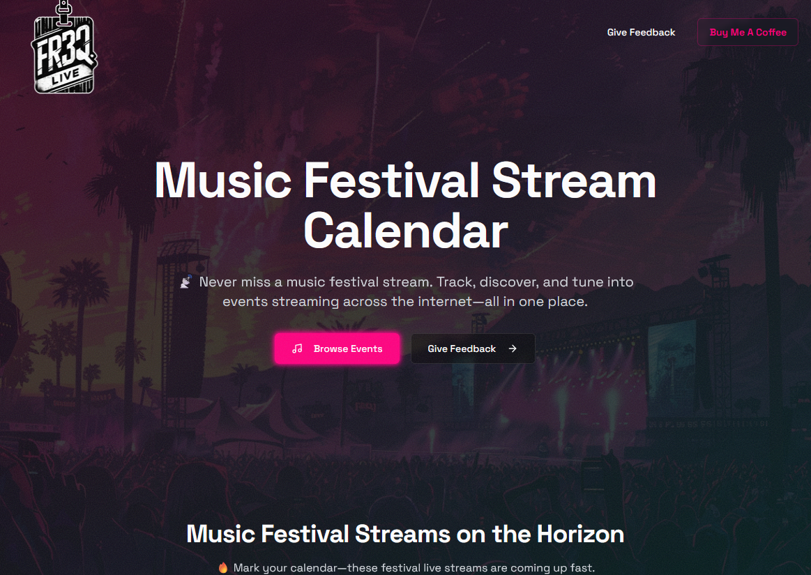 fr3quency.live | Music Festival Stream Calendar